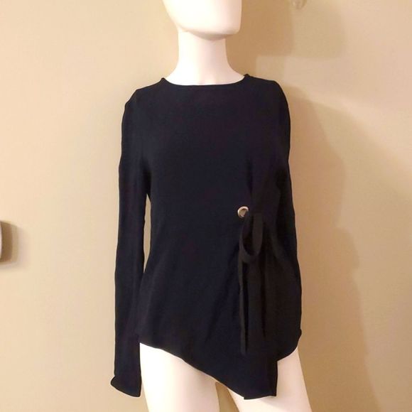 Zara | Tops | Zara Basicblouses Black Tie Front | Poshmark